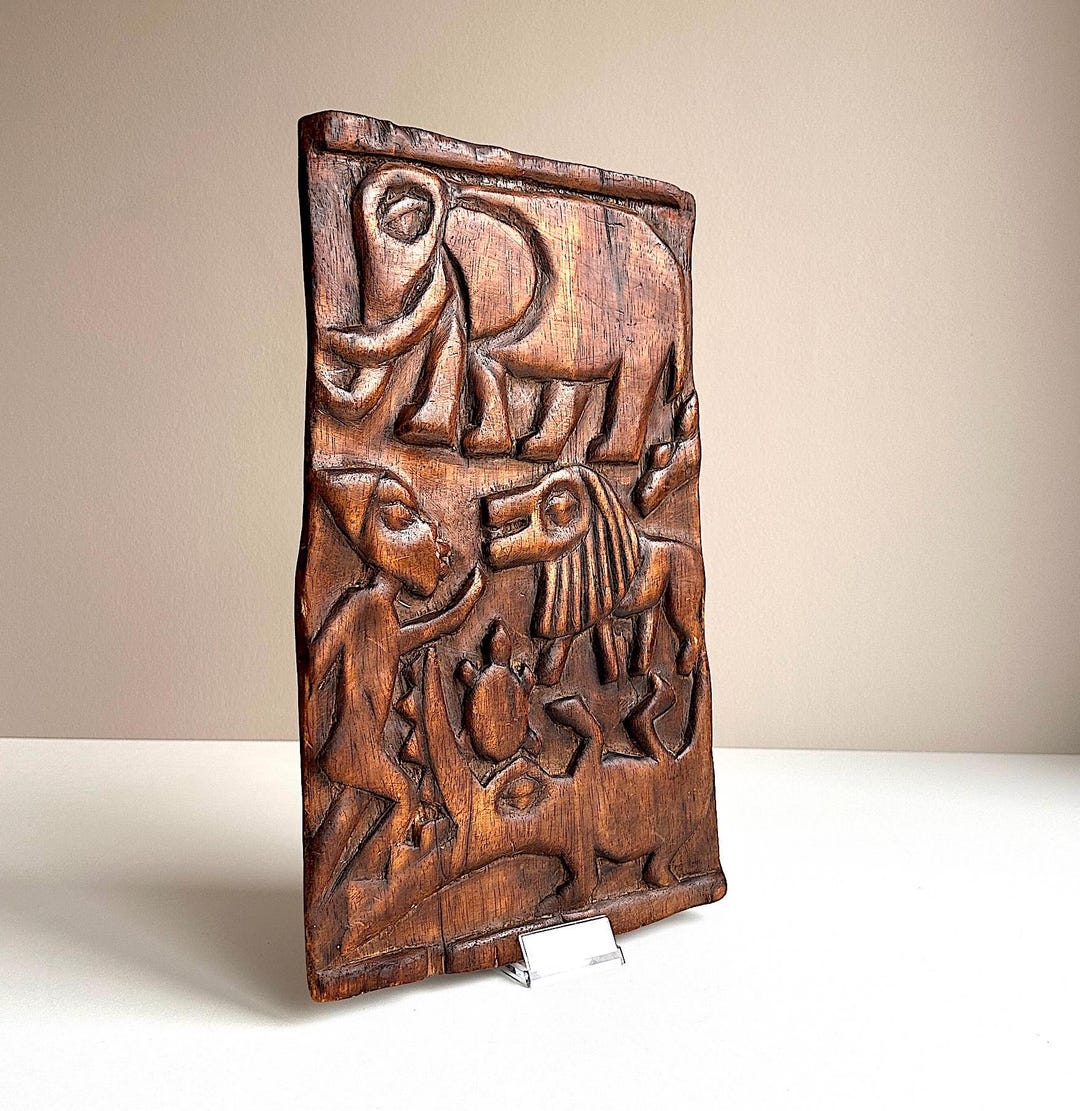 Vintage Wall Relief. Africa. Primitive. Wood Carving. Handmade. Craft ...