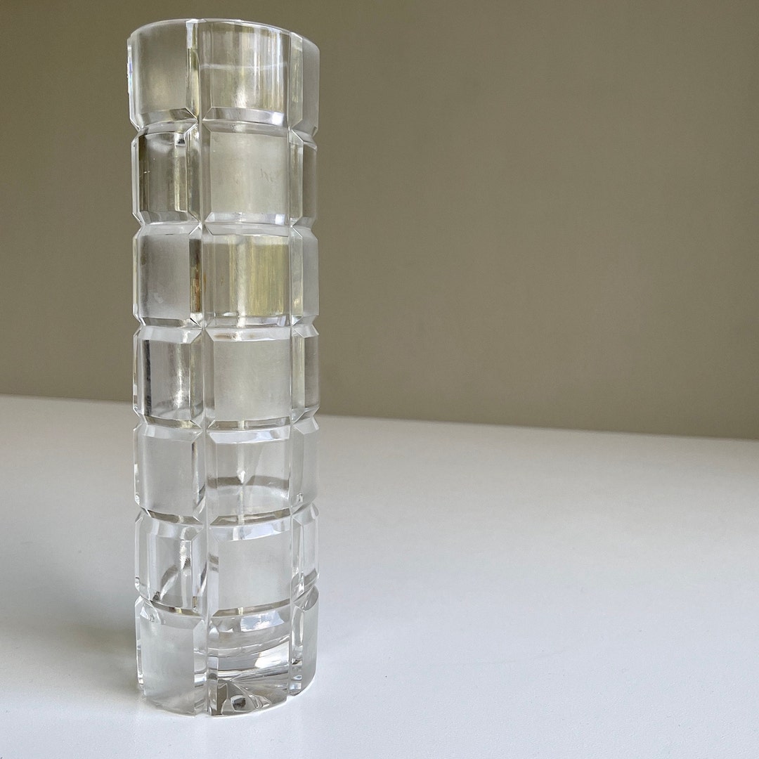 Vintage Vase. Lead Crystal. Checkerboard Pattern. Handcrafted. 60s. Mid ...