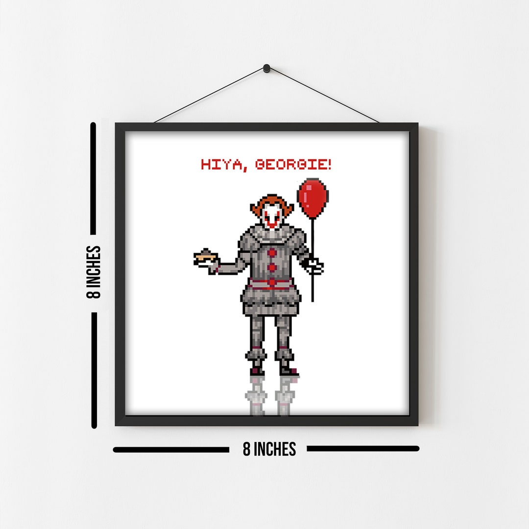 It Movie Print 8-bit Pixel Art Minimalist Horror Movie Poster Pennywise ...