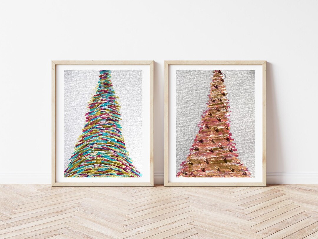 Abstract Christmas Tree Painting – Bright Colorful Holiday Art, Unique ...
