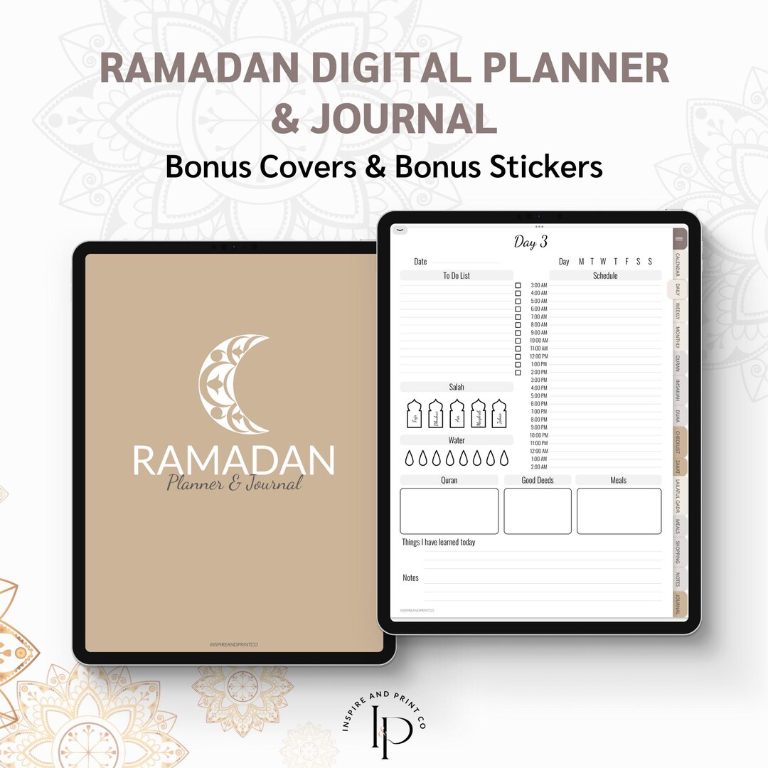 Ramadan Digital Planner and Journal, Bonus Digital Stickers & Covers ...