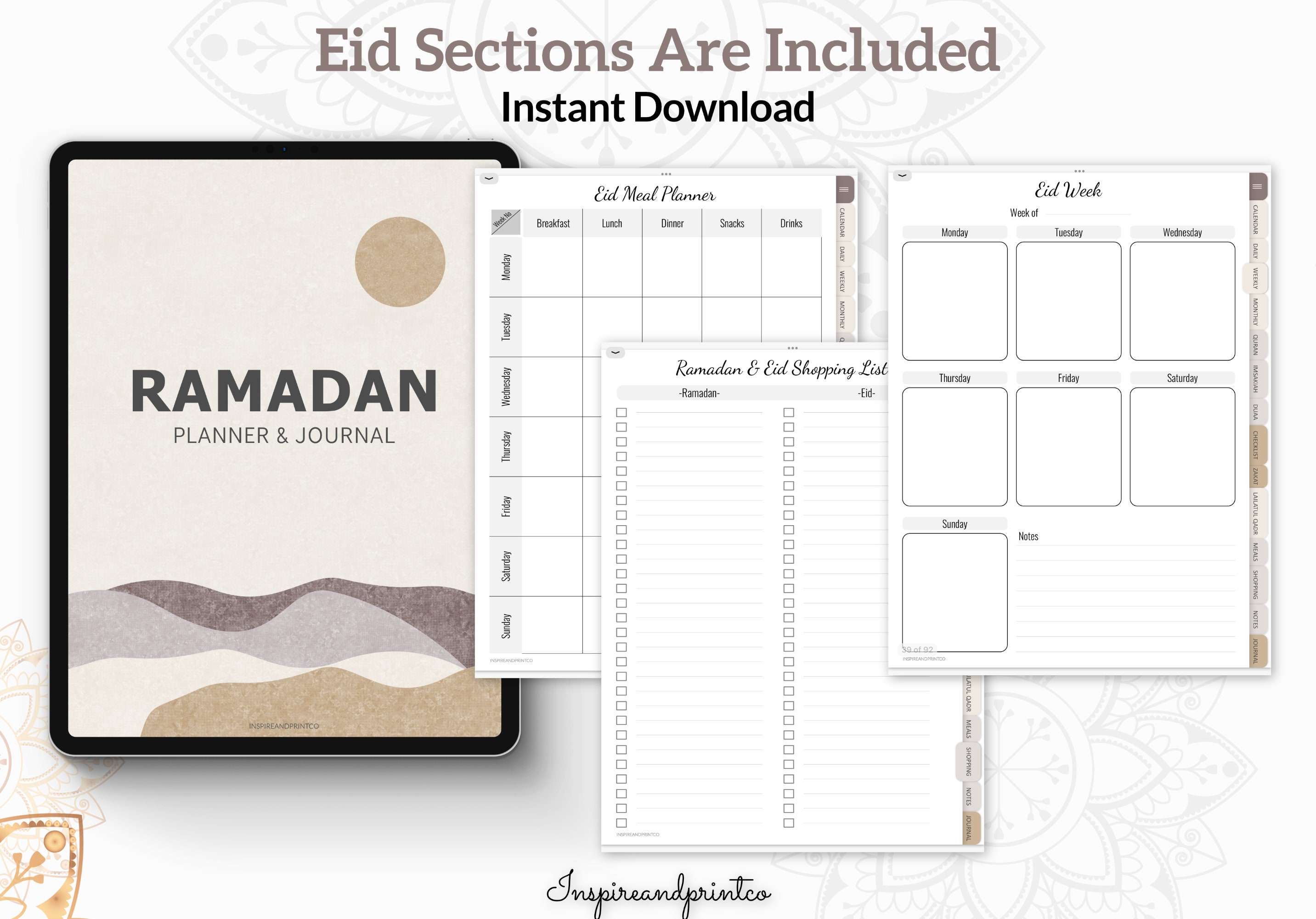 Ramadan Digital Planner and Journal, Bonus Digital Stickers & Covers ...