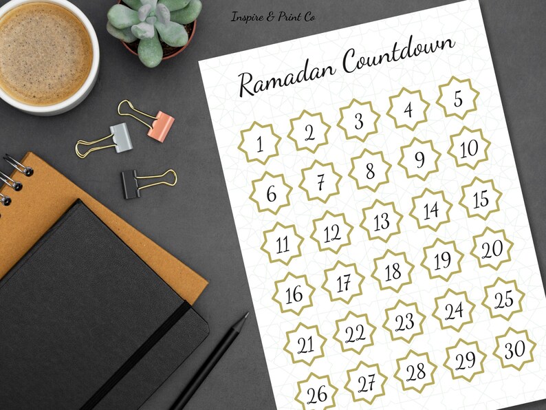 Ramadan Countdown Calendar, Iftaar and Suhoor Timetable, Printable ...