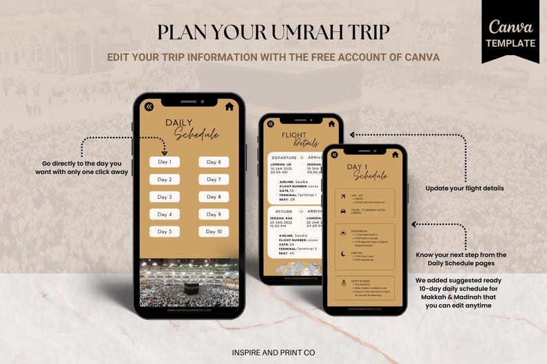 Umrah Complete Travel Guide, Dua Cards, Mobile Itinerary & Planner ...
