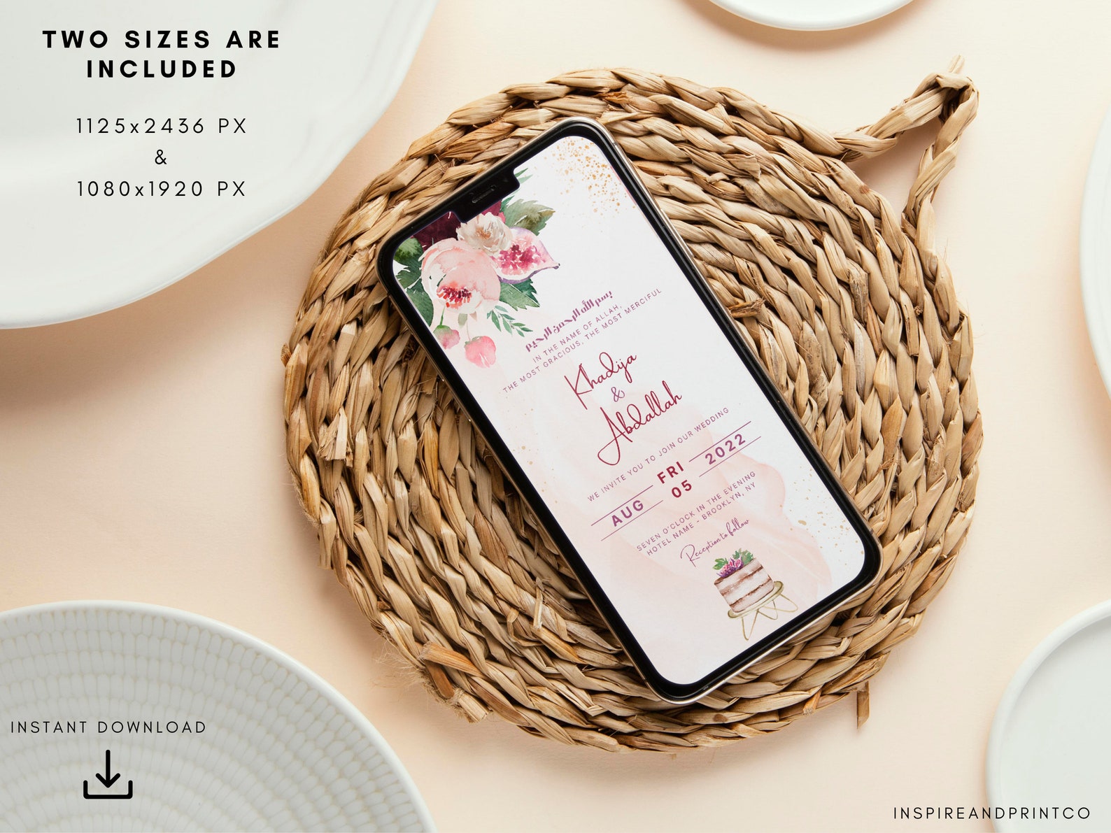 Nikah Invitation, Editable Muslim Wedding Invite, Wedding Canva ...