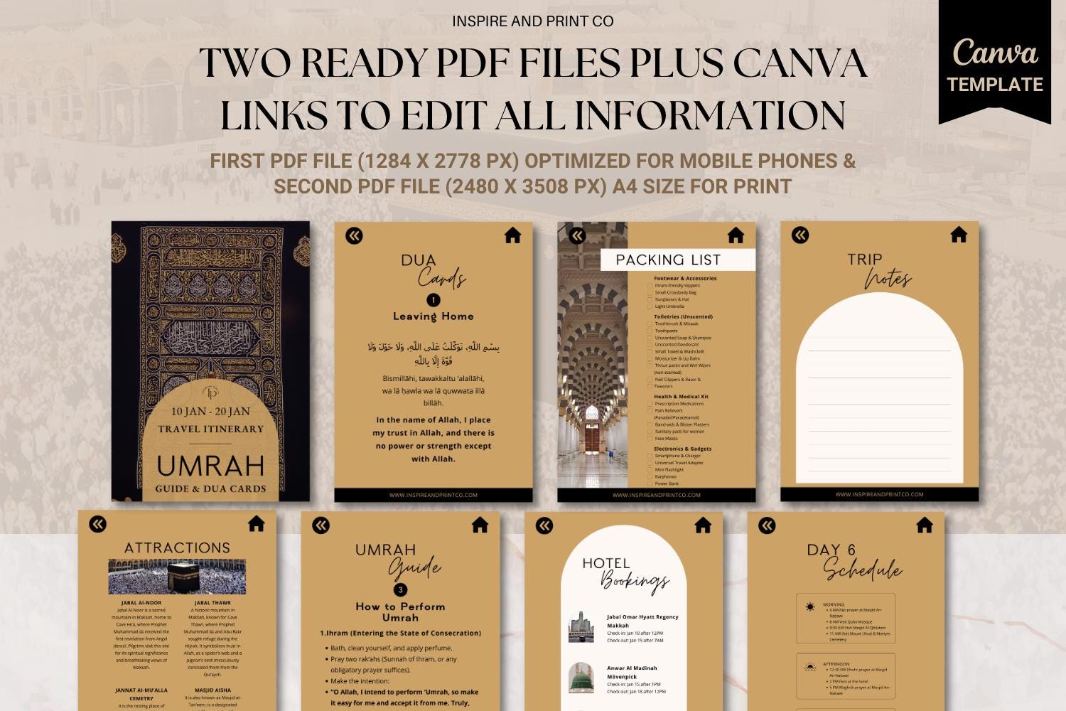 Umrah Complete Travel Guide, Dua Cards, Mobile Itinerary & Planner ...