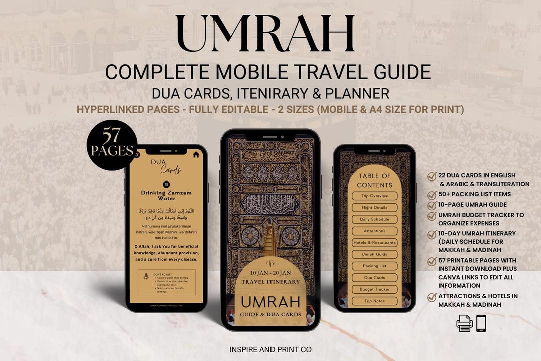 Umrah Complete Travel Guide, Dua Cards, Mobile Itinerary & Planner ...
