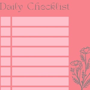 Pink-red Daily Checklist Mom Daily Checklist Blank Instant Download ...