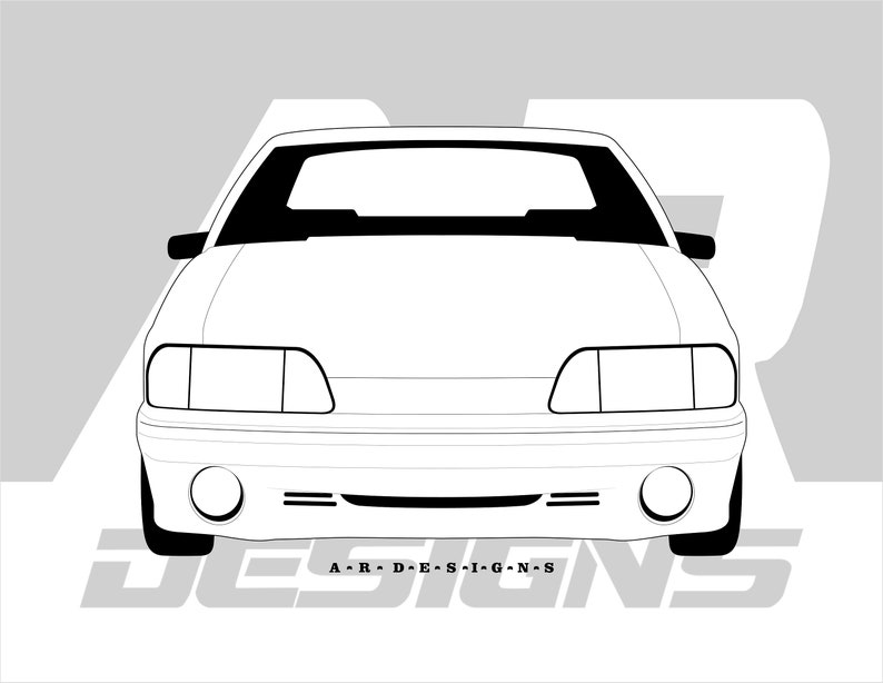 Ford Mustang 1987 Front View PNG JPG SVG - Etsy