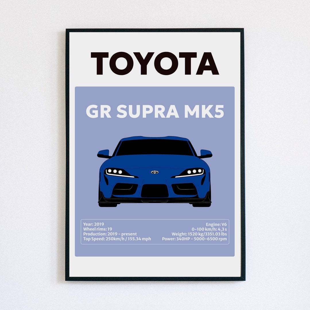 Toyota GR Supra MK5 Digital Illustration Design Wall Art Printable Car ...