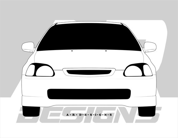 Honda Civic Type-r 1997 Front View PNG JPG SVG - Etsy