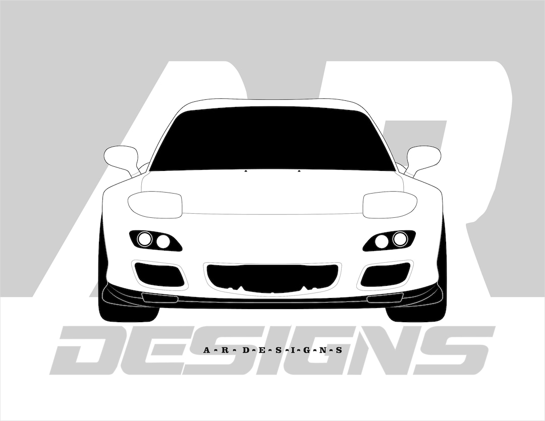 Mazda RX-7 Front View, PNG, SVG, Jpg - Etsy