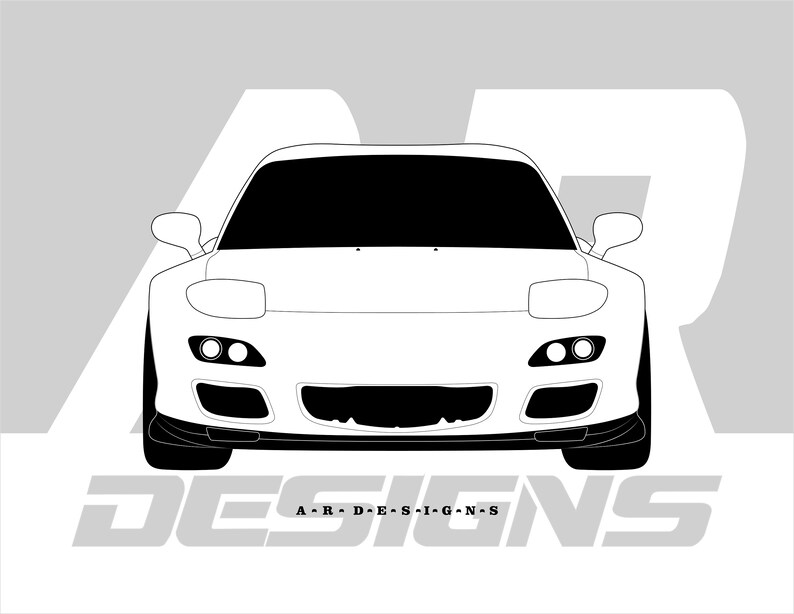 Mazda RX-7 Front View PNG SVG Jpg - Etsy
