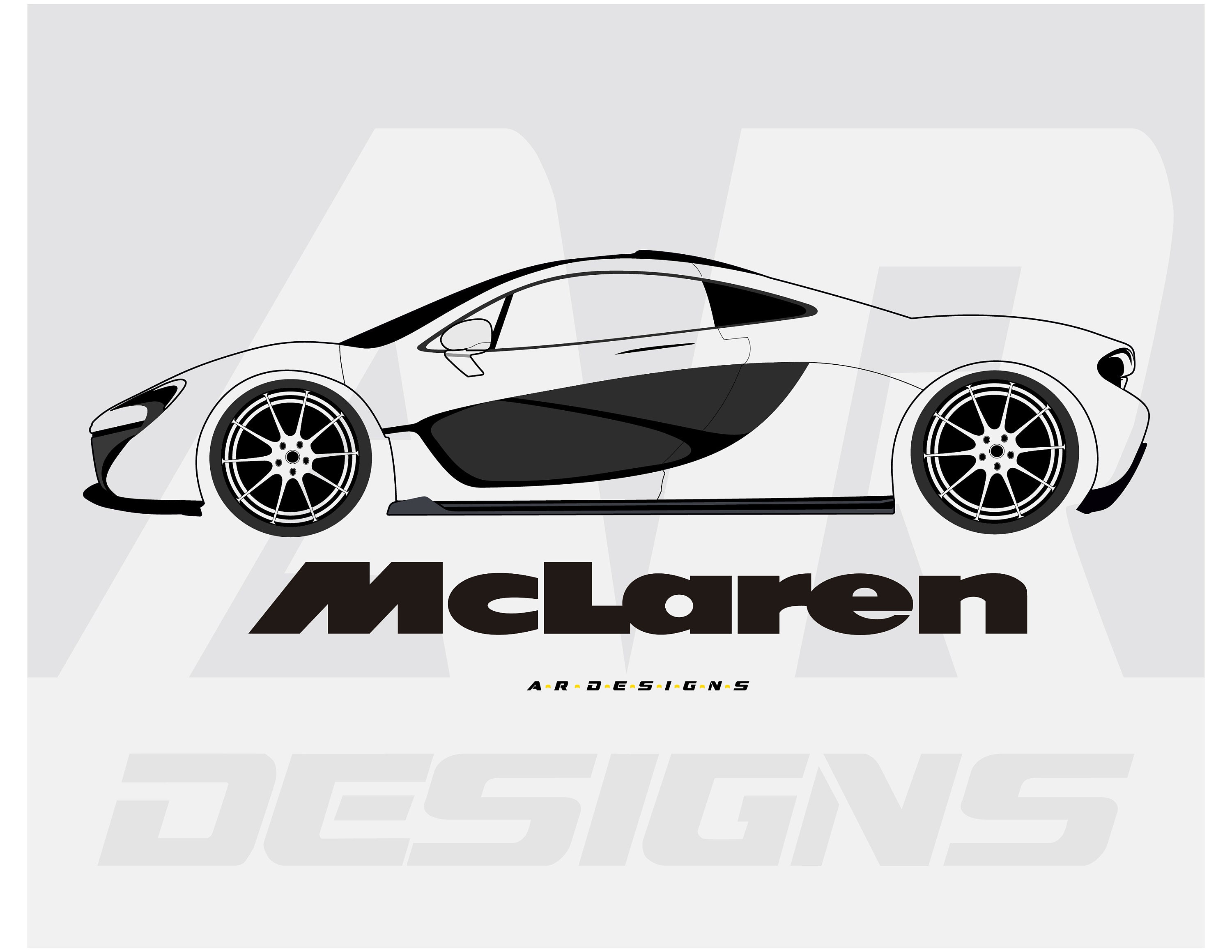 McLaren P1 silhouette laterale silueta de lado PNG JPG - Etsy Italia