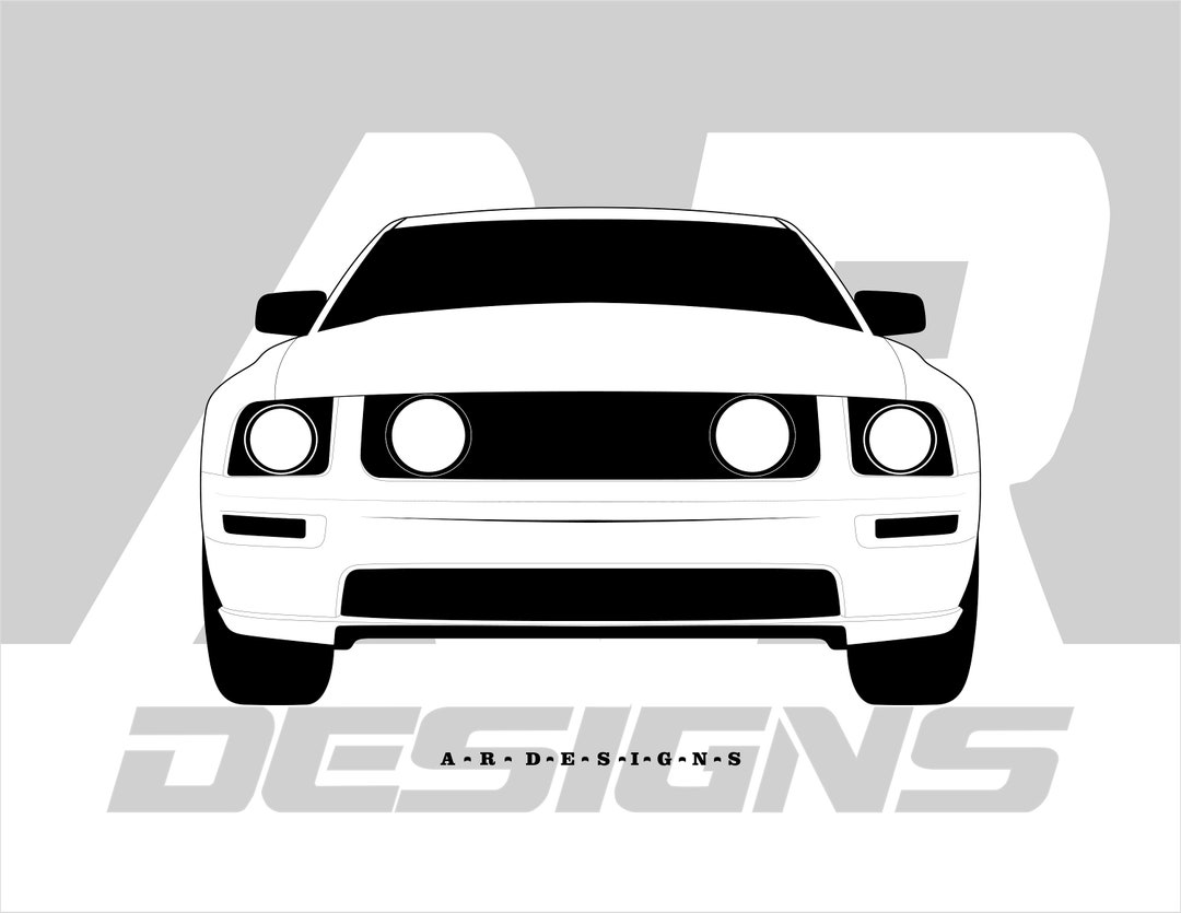 Ford Mustang 2005 Front View PNG JPG SVG - Etsy