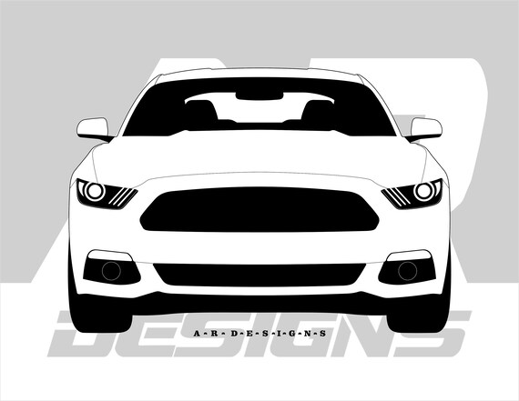 Ford Mustang 2015 Front View PNG JPG SVG - Etsy