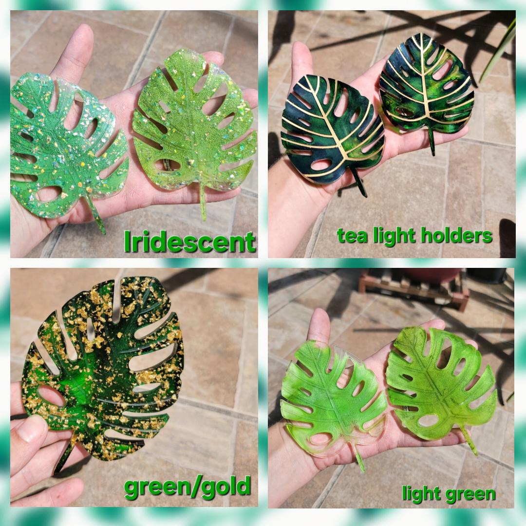 Leaf Coaster Sets / Tealight Holders, Monstera Leaves, Maple Leaves ...