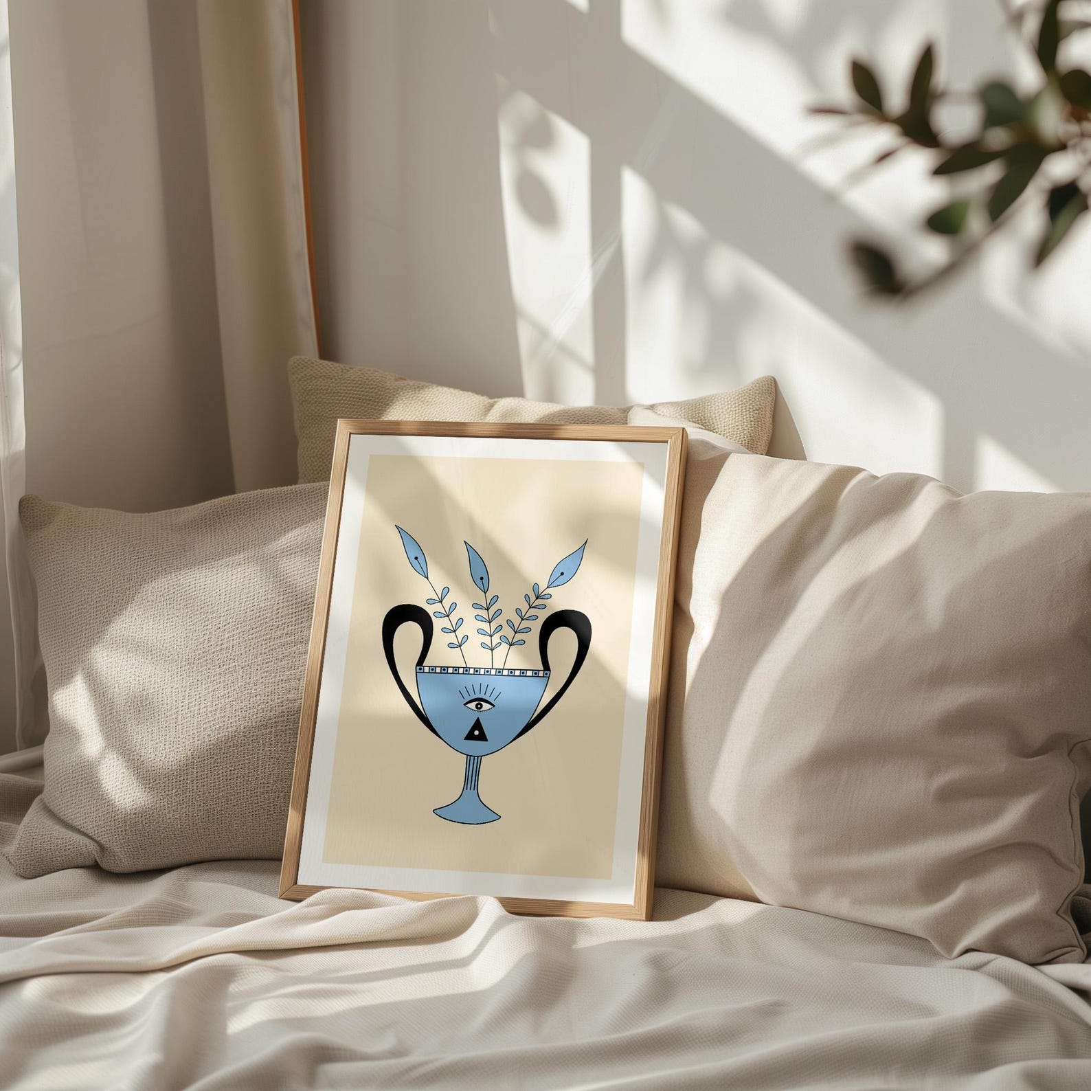 Greek Pottery Wall Art, Abstract Flower Vase, Greek Vase Print, Artful ...