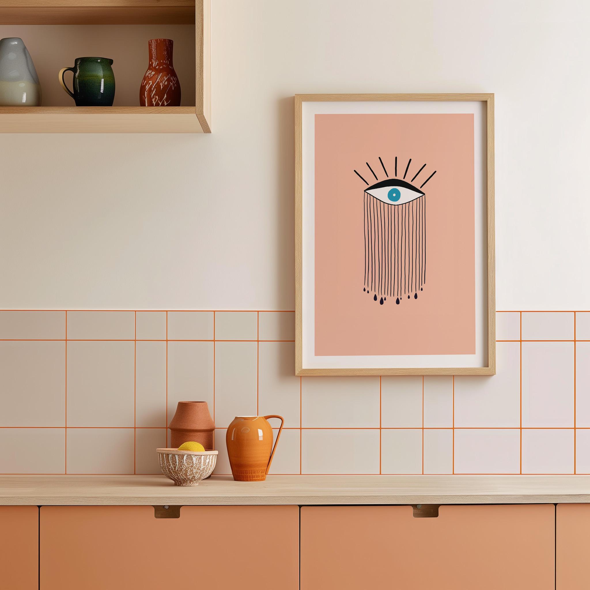 Evil Eye Abstract Illustration Print, Coastal Boho Print, Minimal ...