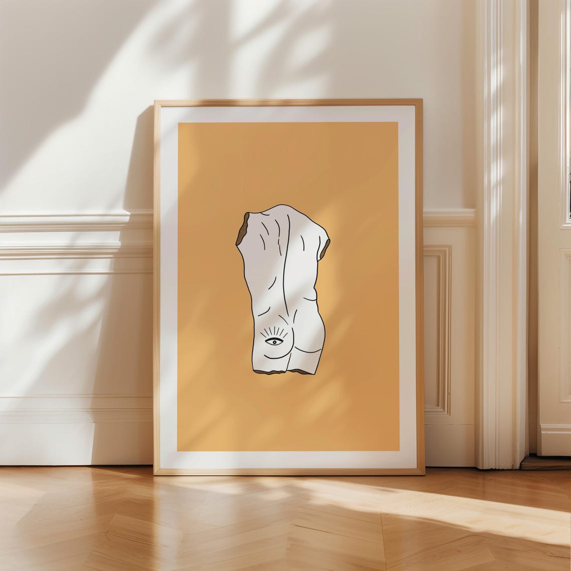 Male Torso Line Art Print: Greek Sculpture, Gay Art, Yellow Decor - Etsy