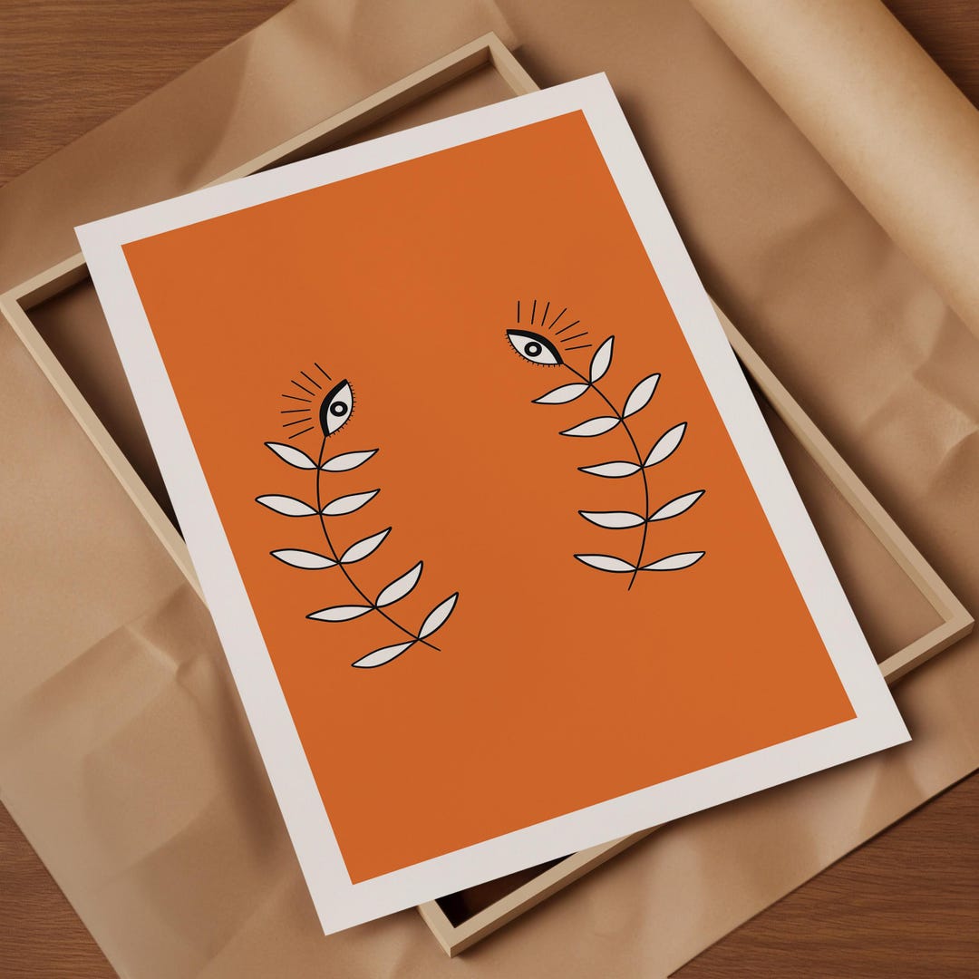 Laurel Wreath Illustration, Flower Wreath Art, Orange Wall Art Gallery ...