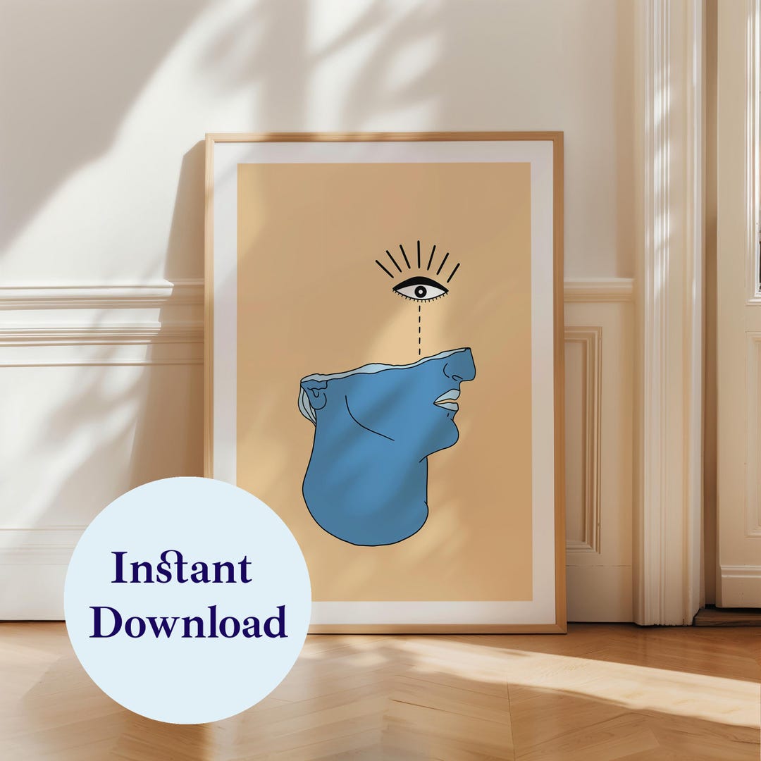 Surreal Greek Statue Eye Print: Artful Room Decor (digital Download A4 ...