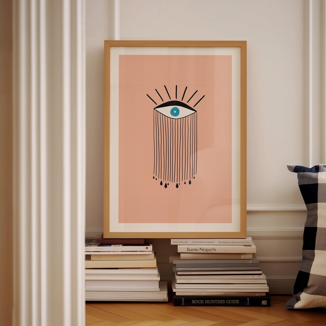 Evil Eye Abstract Illustration Print, Coastal Boho Print, Minimal ...