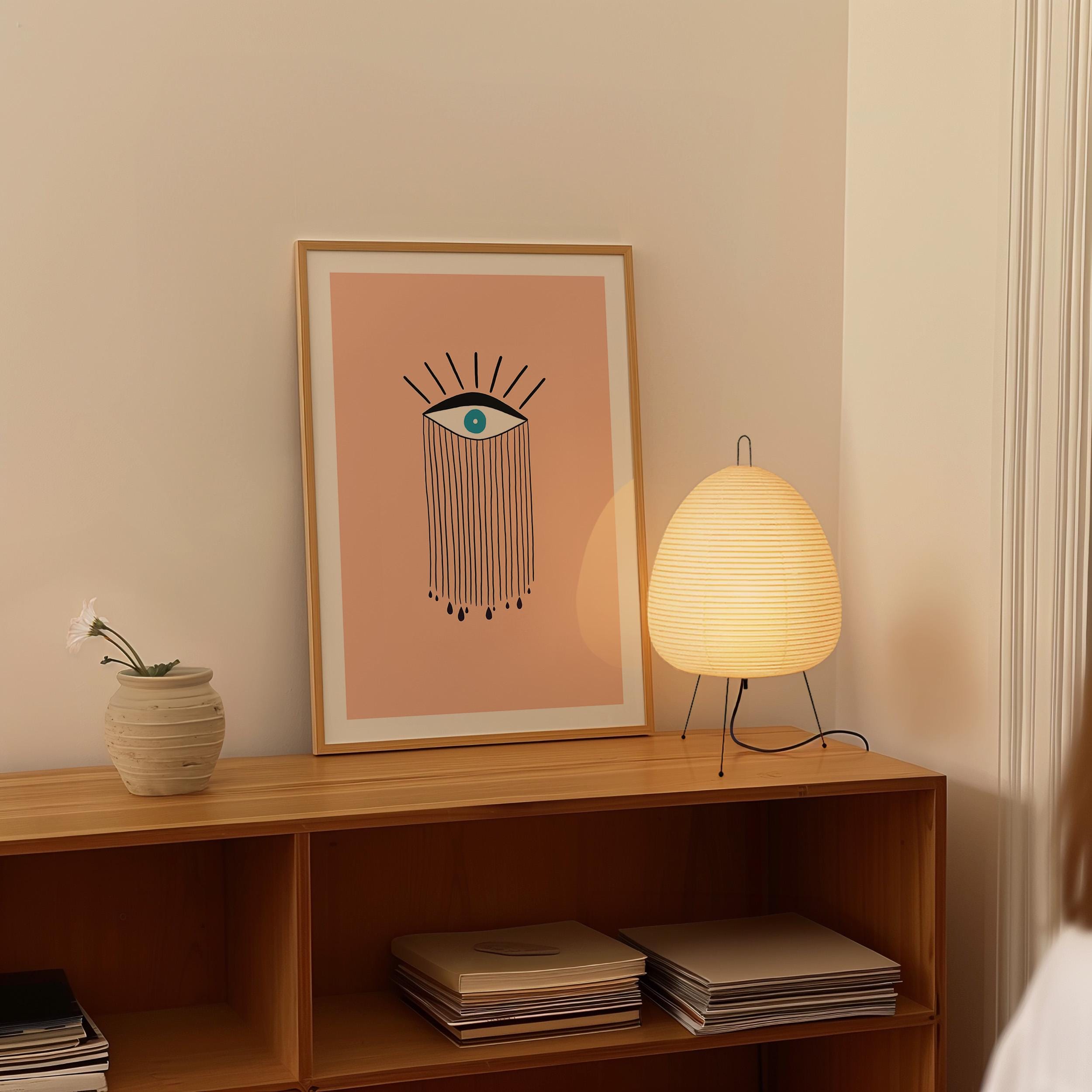 Evil Eye Abstract Illustration Print, Coastal Boho Print, Minimal ...
