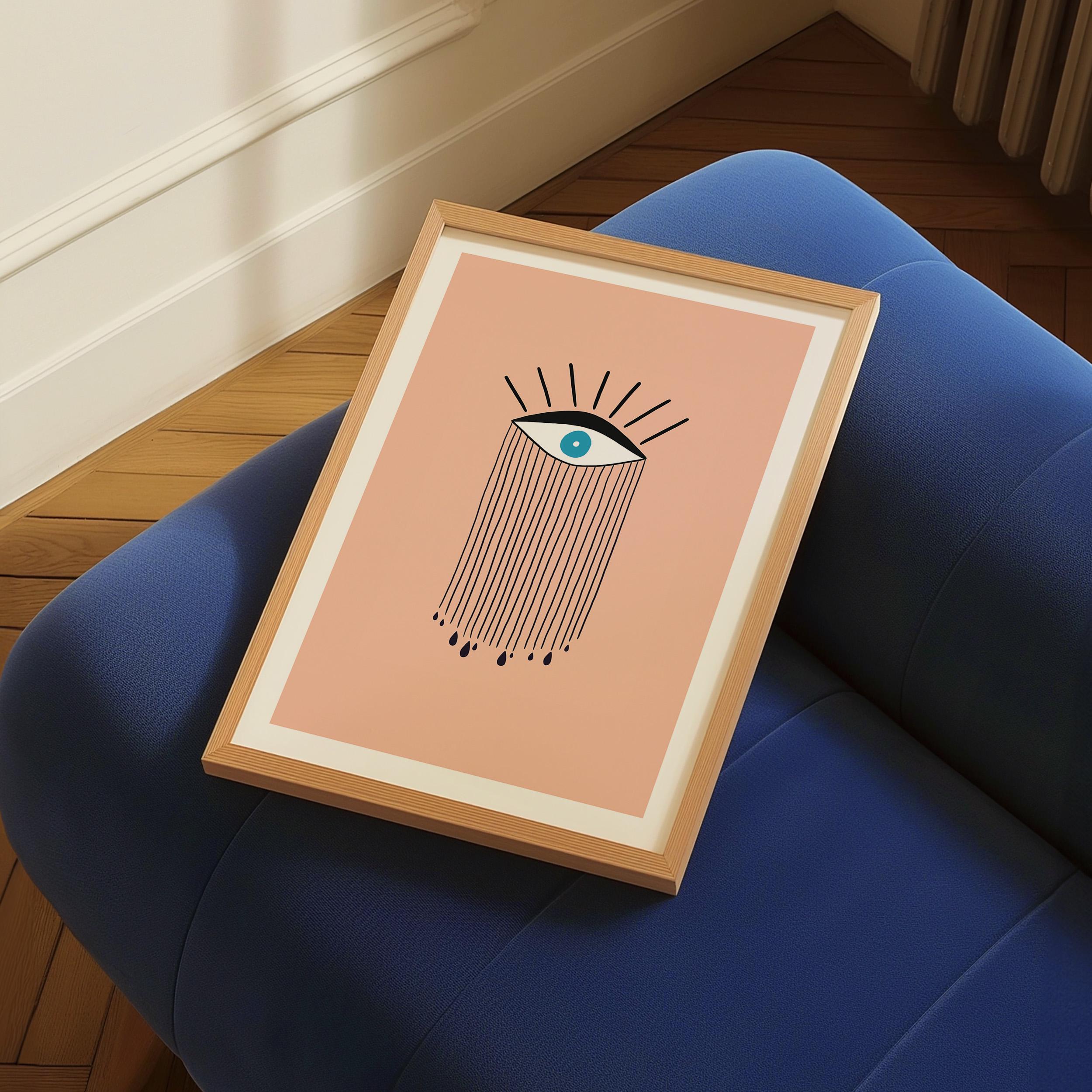 Evil Eye Abstract Illustration Print, Coastal Boho Print, Minimal ...