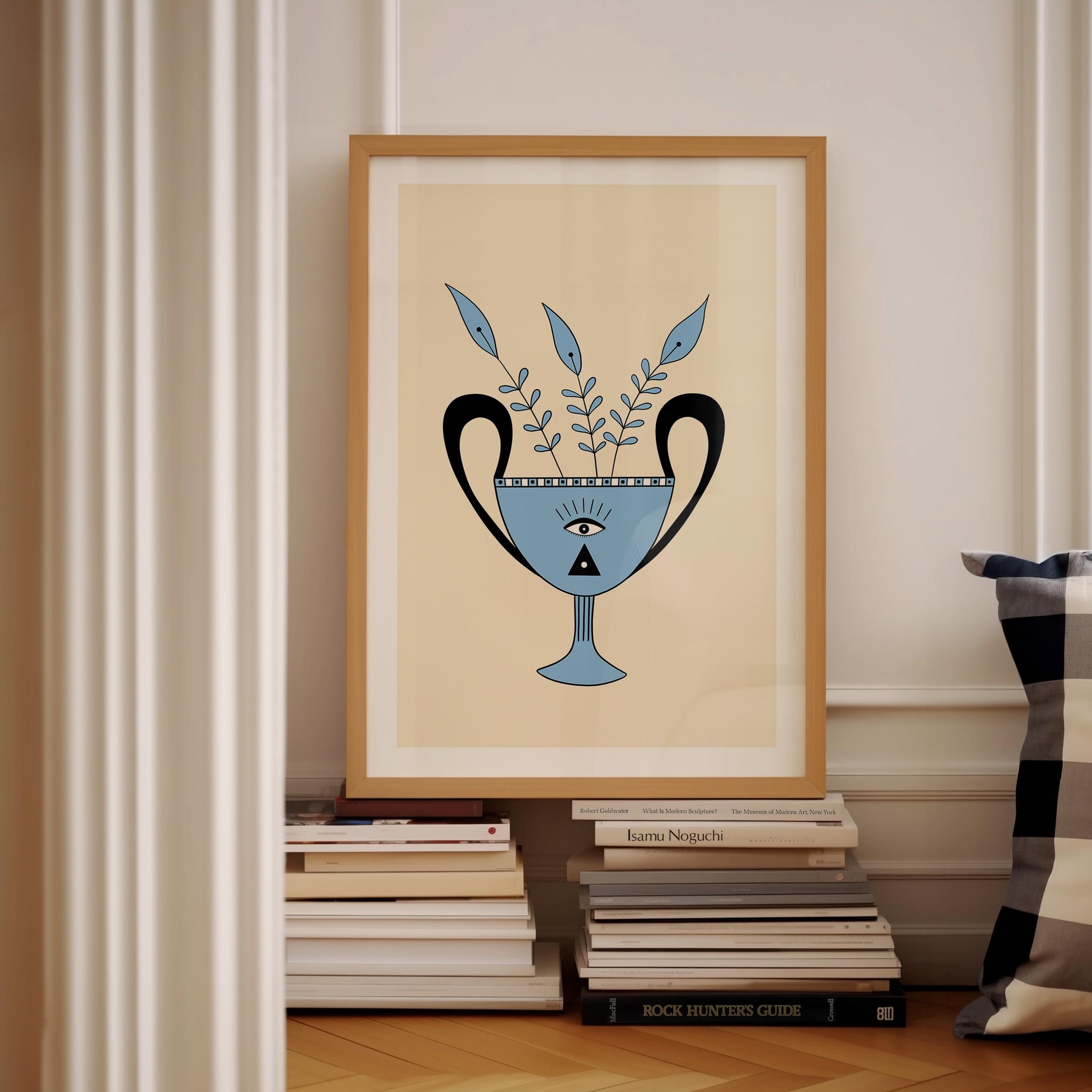 Greek Pottery Wall Art, Abstract Flower Vase, Greek Vase Print, Artful ...
