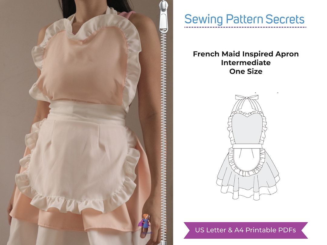 French Maid Apron Sewing Pattern PDF One Size Easy Sewing - Etsy UK