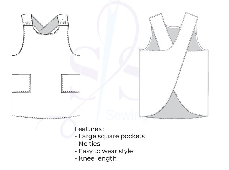 Criss Cross Apron Sewing Pattern PDF | S-M-L | Easy Sewing Pattern ...