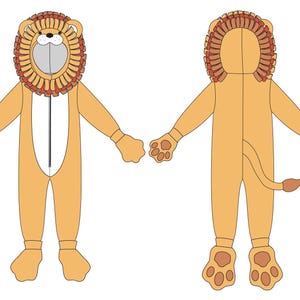 Kid's Lion Costume Pattern Ages 3-10 Full Accessories Pattern and ...