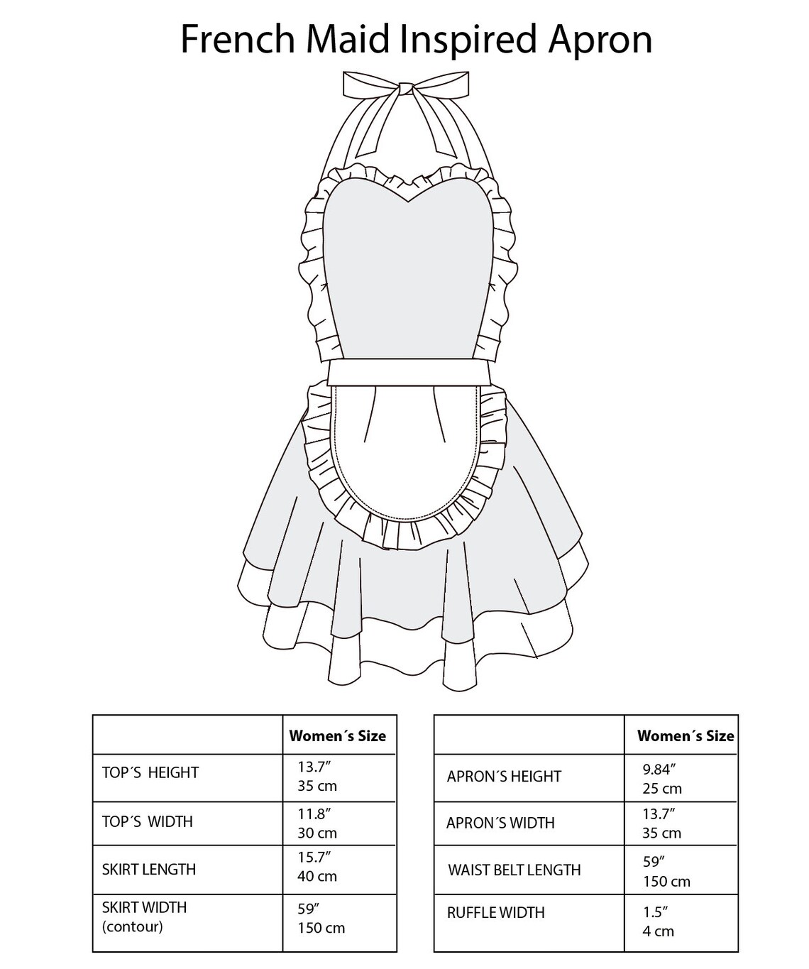 French Maid Apron Sewing Pattern: Ruffle Trim Cosplay (PDF Pattern) - Etsy