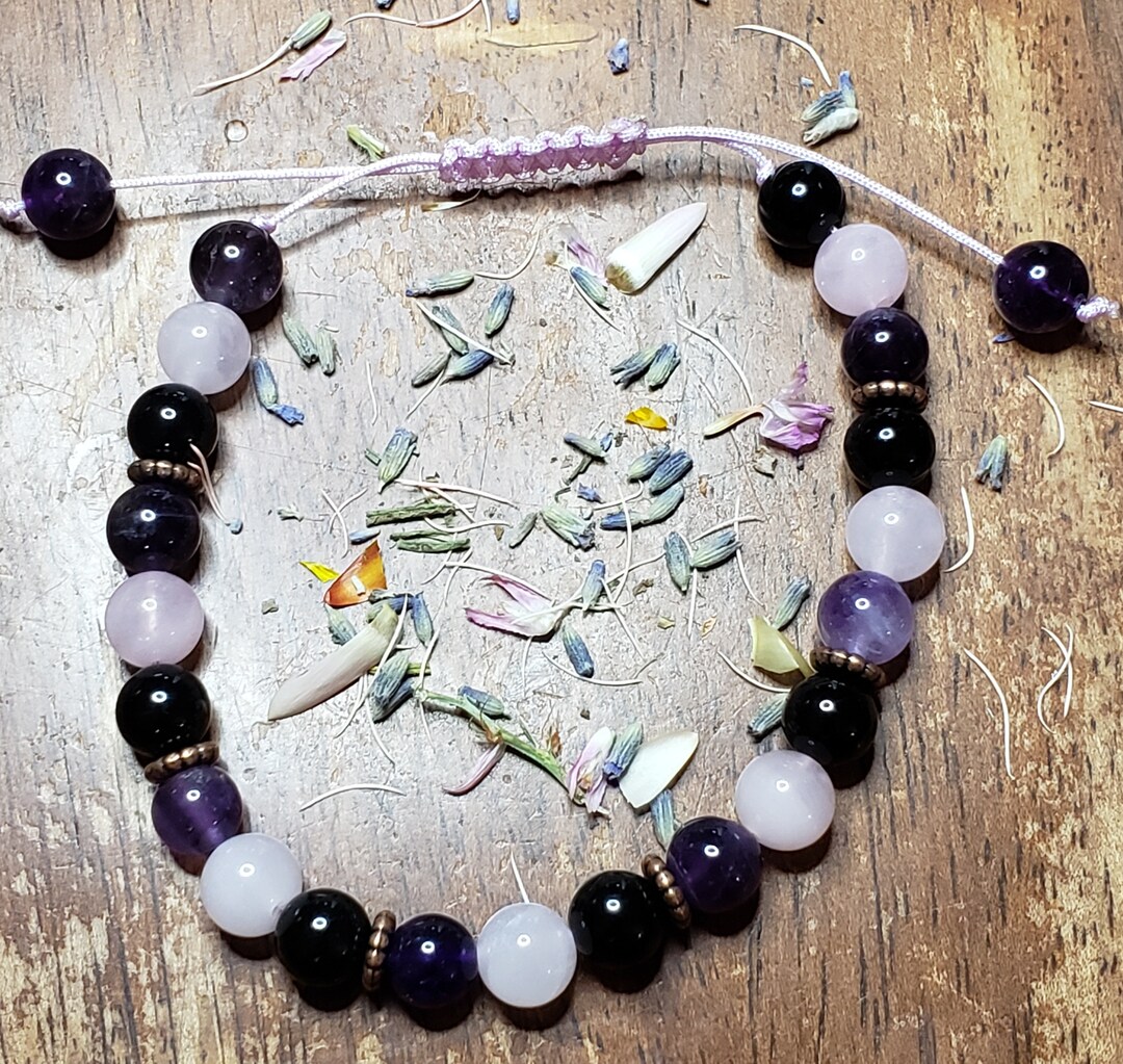 Black onyx and amethyst bracelet store
