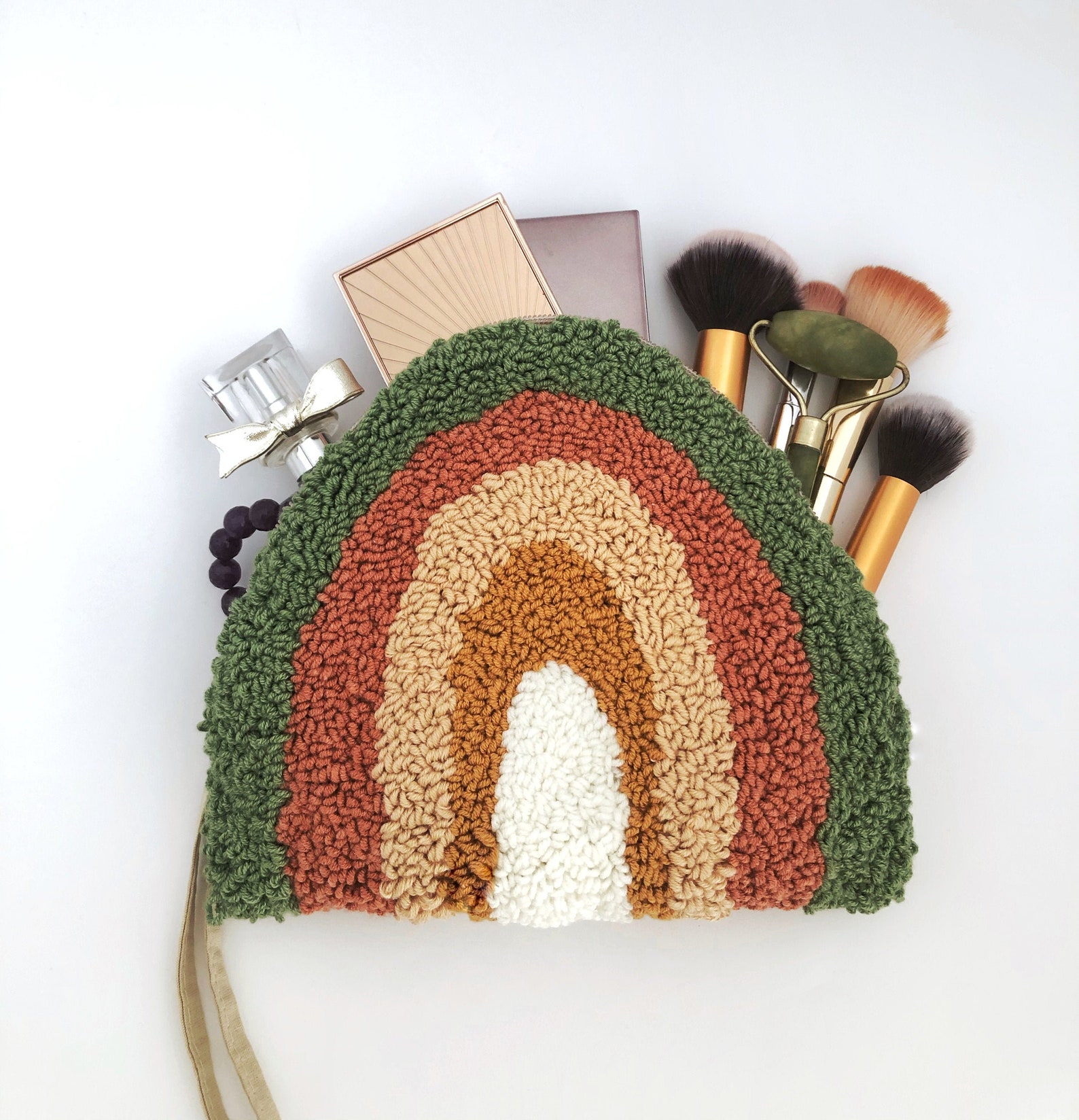 Hand Tufted Punch Needle Rainbow Pouchembroidered - Etsy
