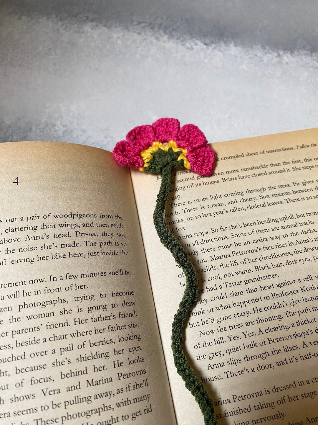 Cute Flower Crochet Bookmark,pink Bloom Book String Accessories ...