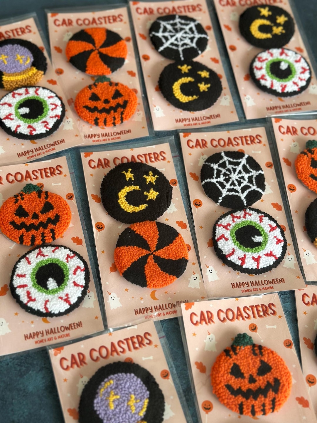 Ready to Ship Spooky Coasters,cute Halloween Car Interior,pumpkin Car ...