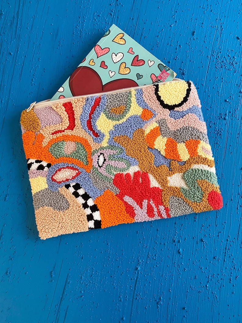 Hand Tufted Punch Needle Clutch Bag, Embroidered Hand Bag,custom Cotton ...