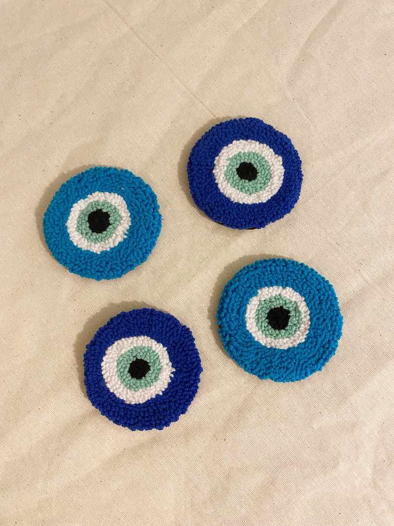 Set of 2 Evil Eye Car Coasterscute Protection Car - Etsy