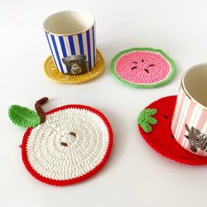 Set of Crochet Fruit Coasters,handmade Cotton Tablemats,colourful Drink ...