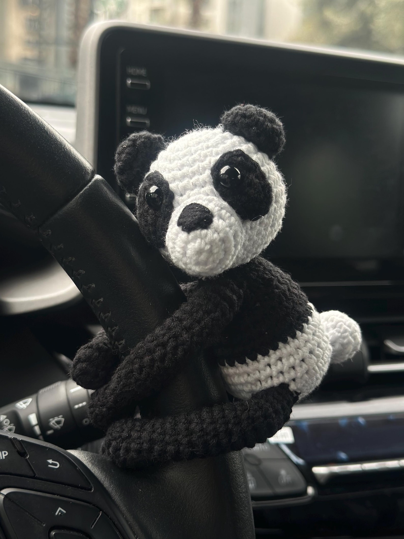 Cute Amigurumi Frog Steering Wheel Accessory, Crochet Panda Gear Shift ...