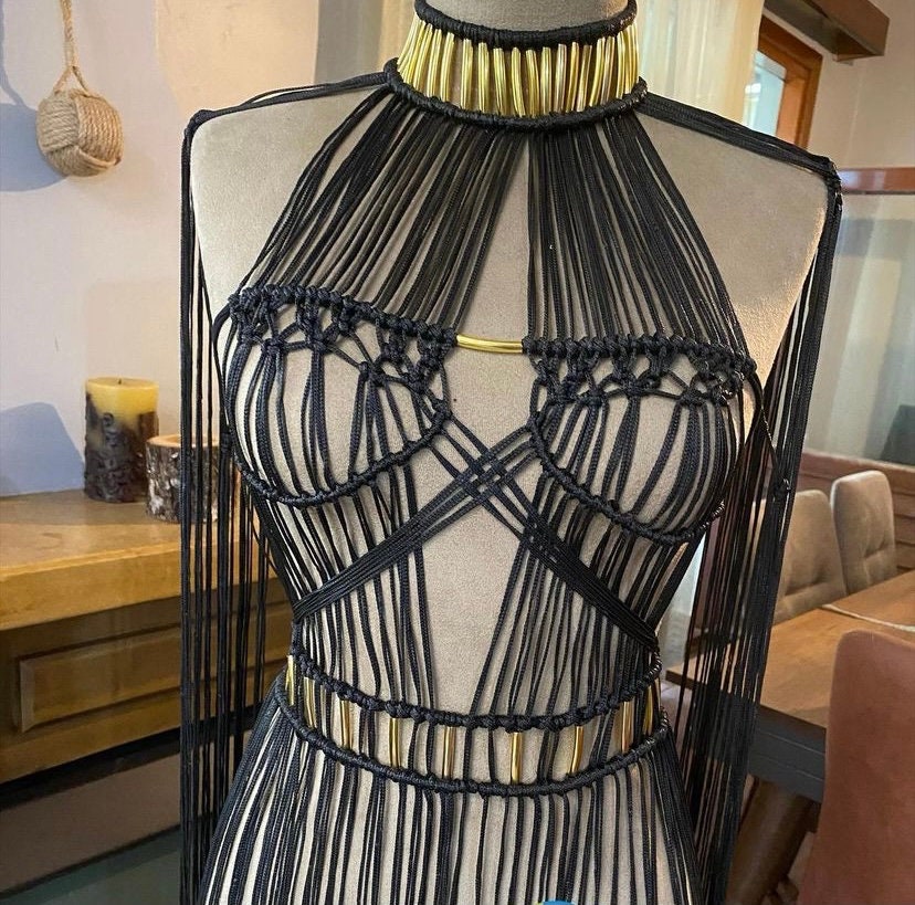 Boho Macrame Dresshandmade Festival Clothingelegant Cocktail - Etsy