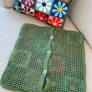 Flower Patchwork Throw Pillowcase,unique Crochet Cushion Cover, Fun ...