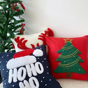Hand Tufted Christmas Pillow Cover,embroidered Santa Cushion Cover ...
