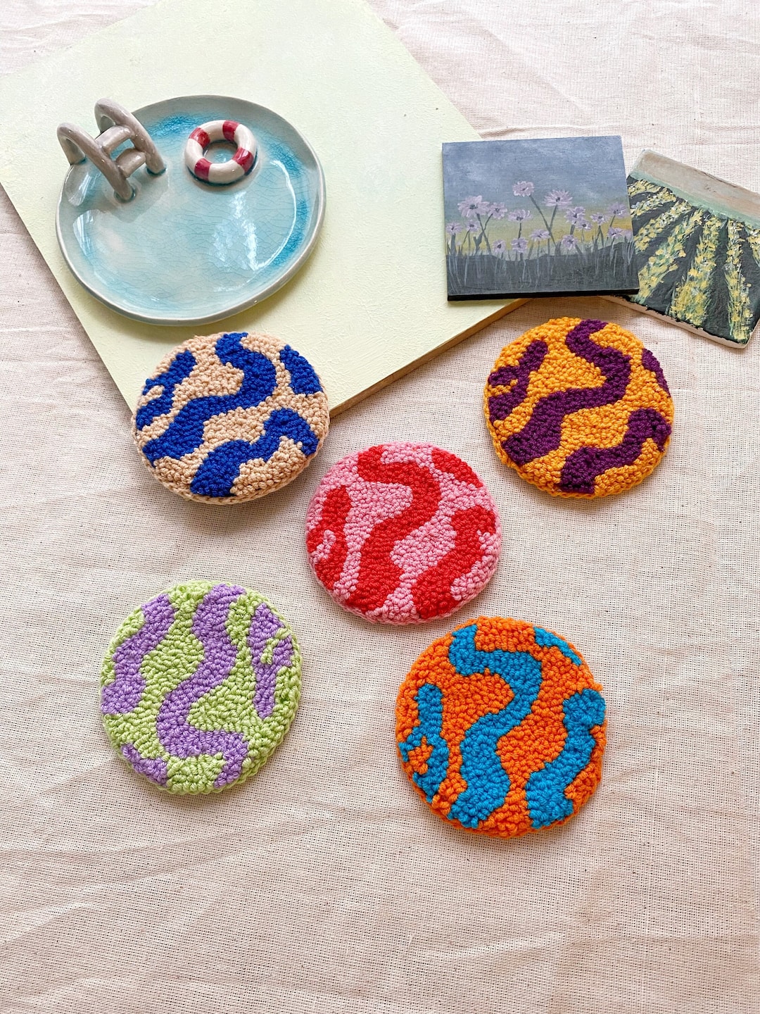 Funky Car Coasters Set of 2, Cute Car Accessories Interior for Women ...
