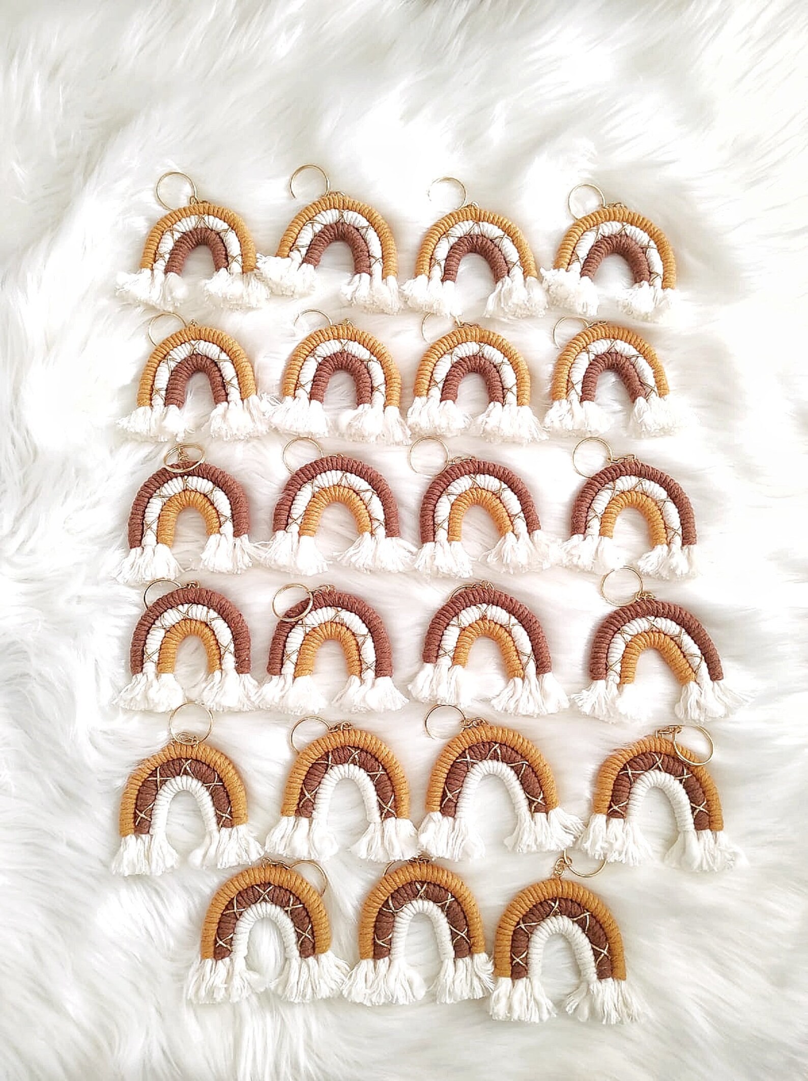 Rainbow Macrame Keychain Boho Rainbow Lanyard Yarn - Etsy