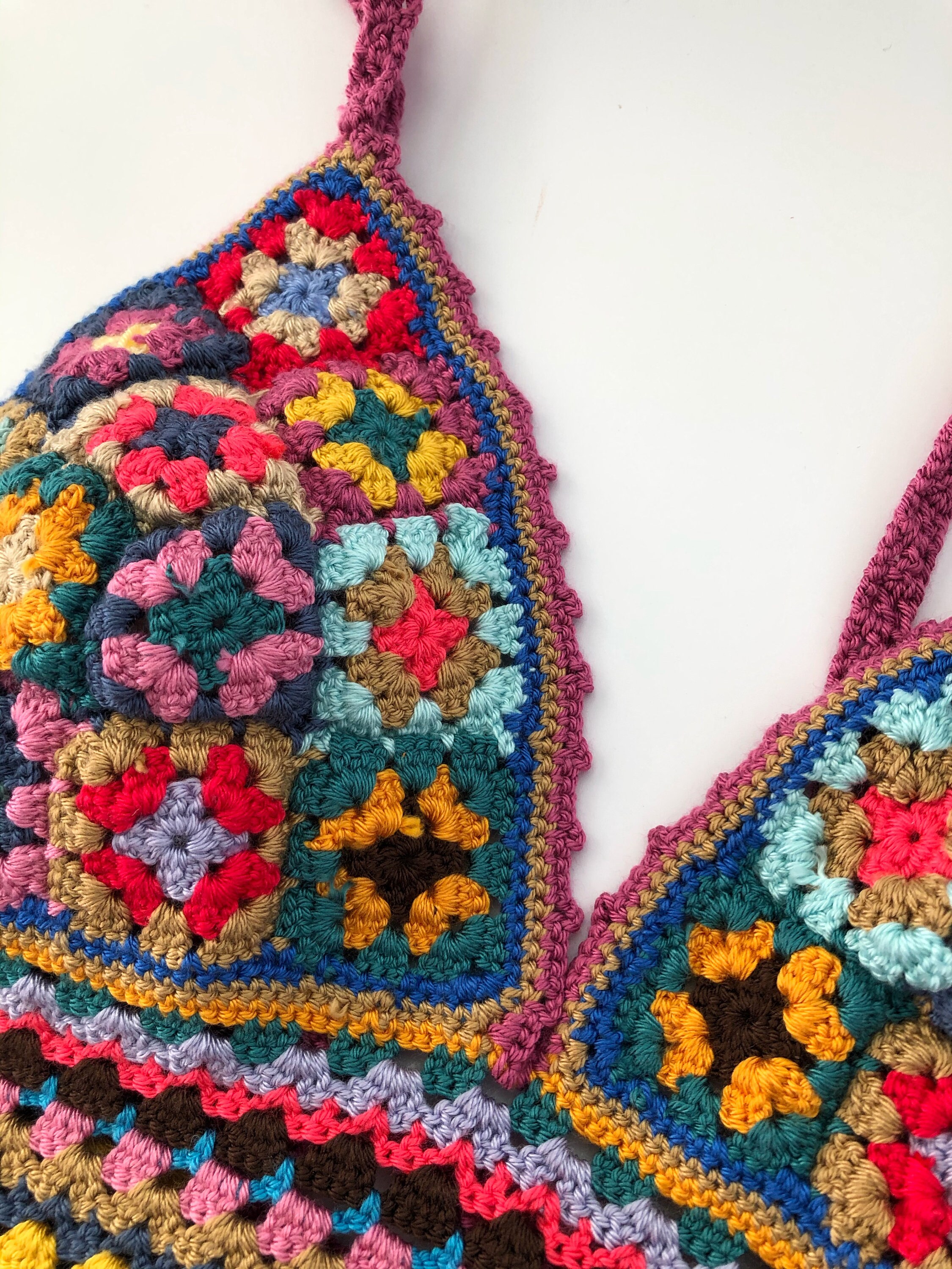 Handknitted Crochet Top with Retro Granny SquareSummer Women | Etsy