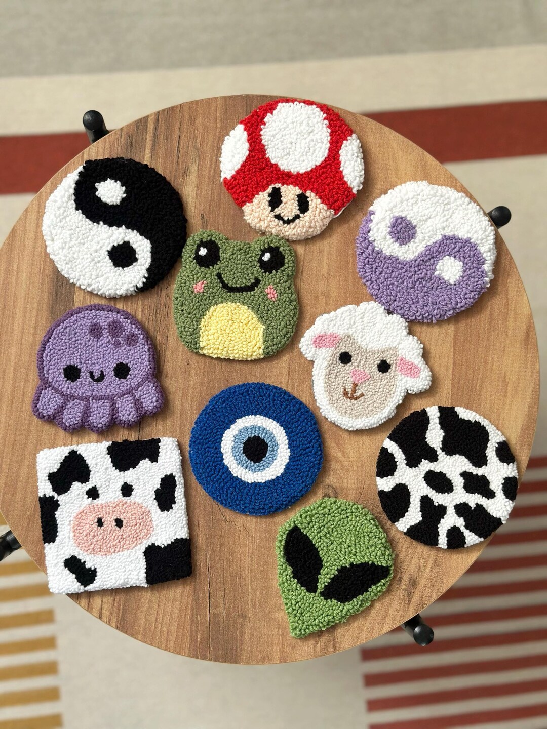 Cute Coffee Table Coaster Set,punch Needle Mug Rugs,custom Tufted ...