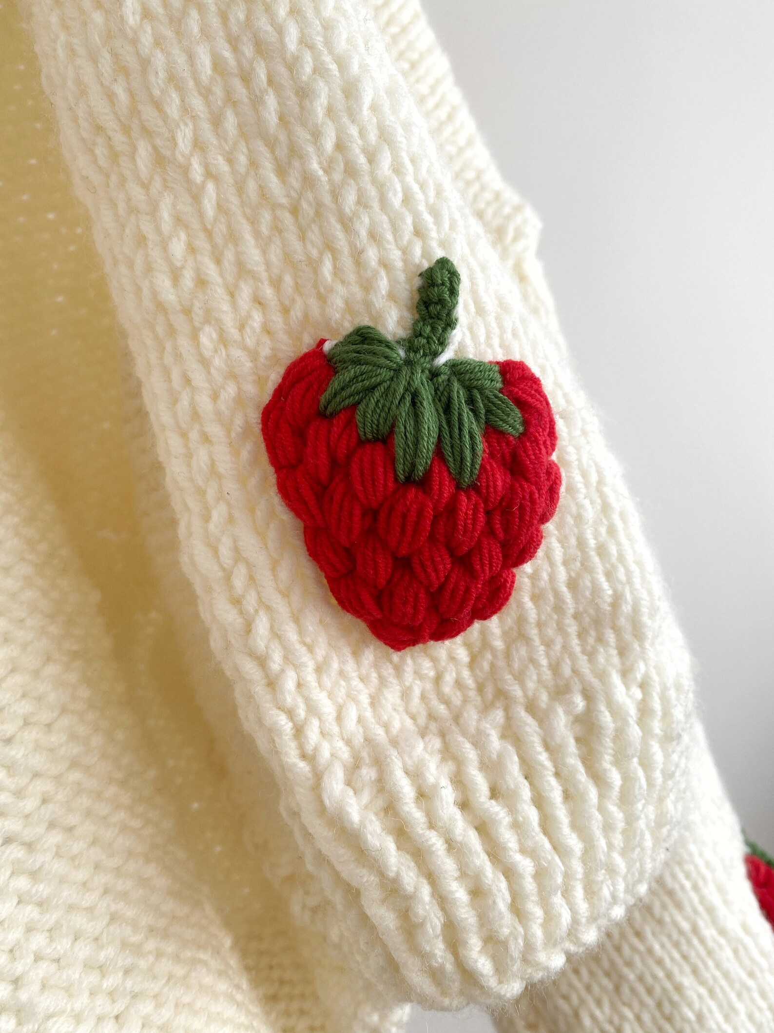 Hand Knit Chunky Strawberry Cardigan,soft Women Sweater,handmade Crop ...
